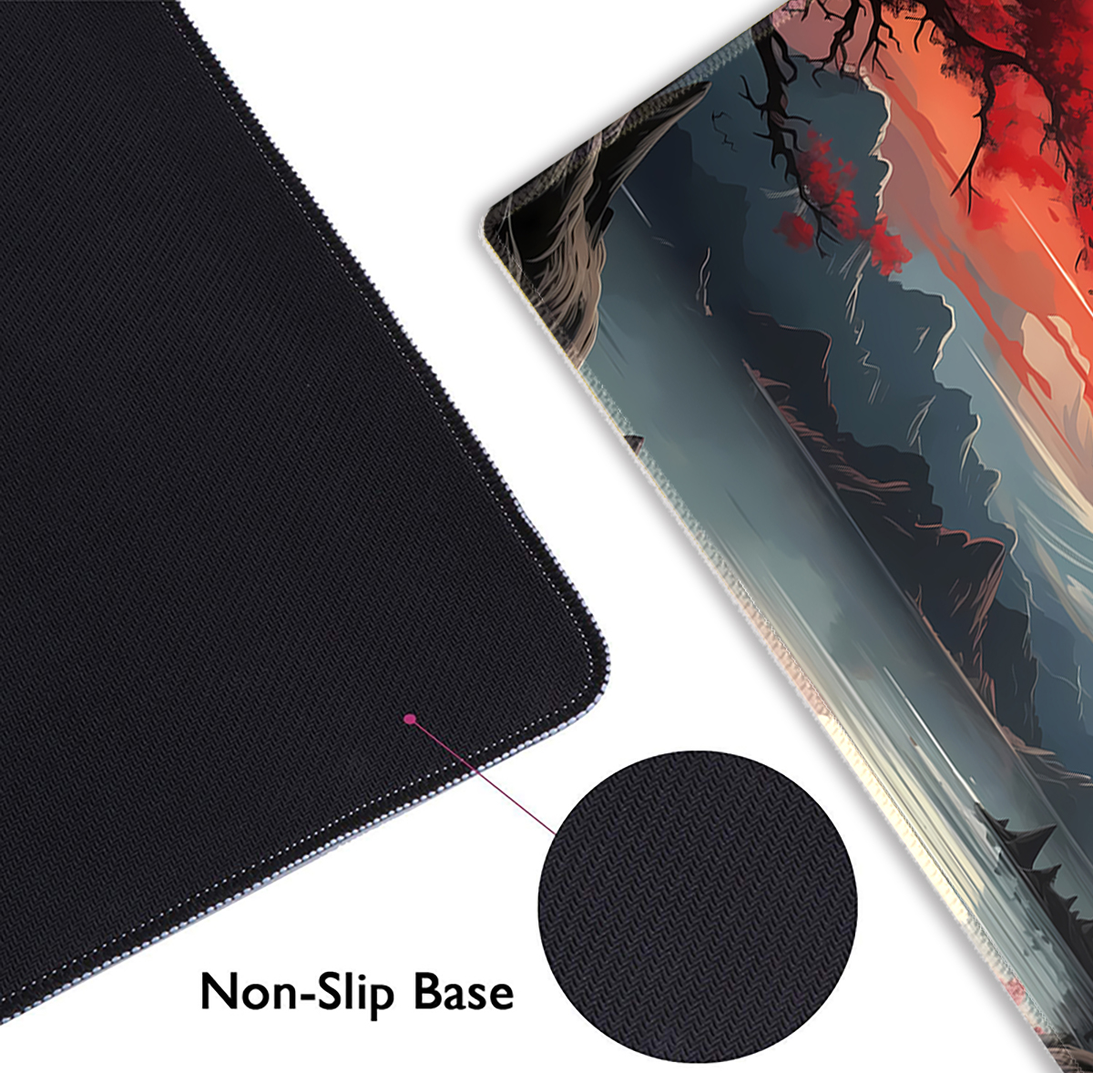 Midnight Full Moon Mt Fuji Japanese Gaming Desk Decor, Large Desk Mat ...