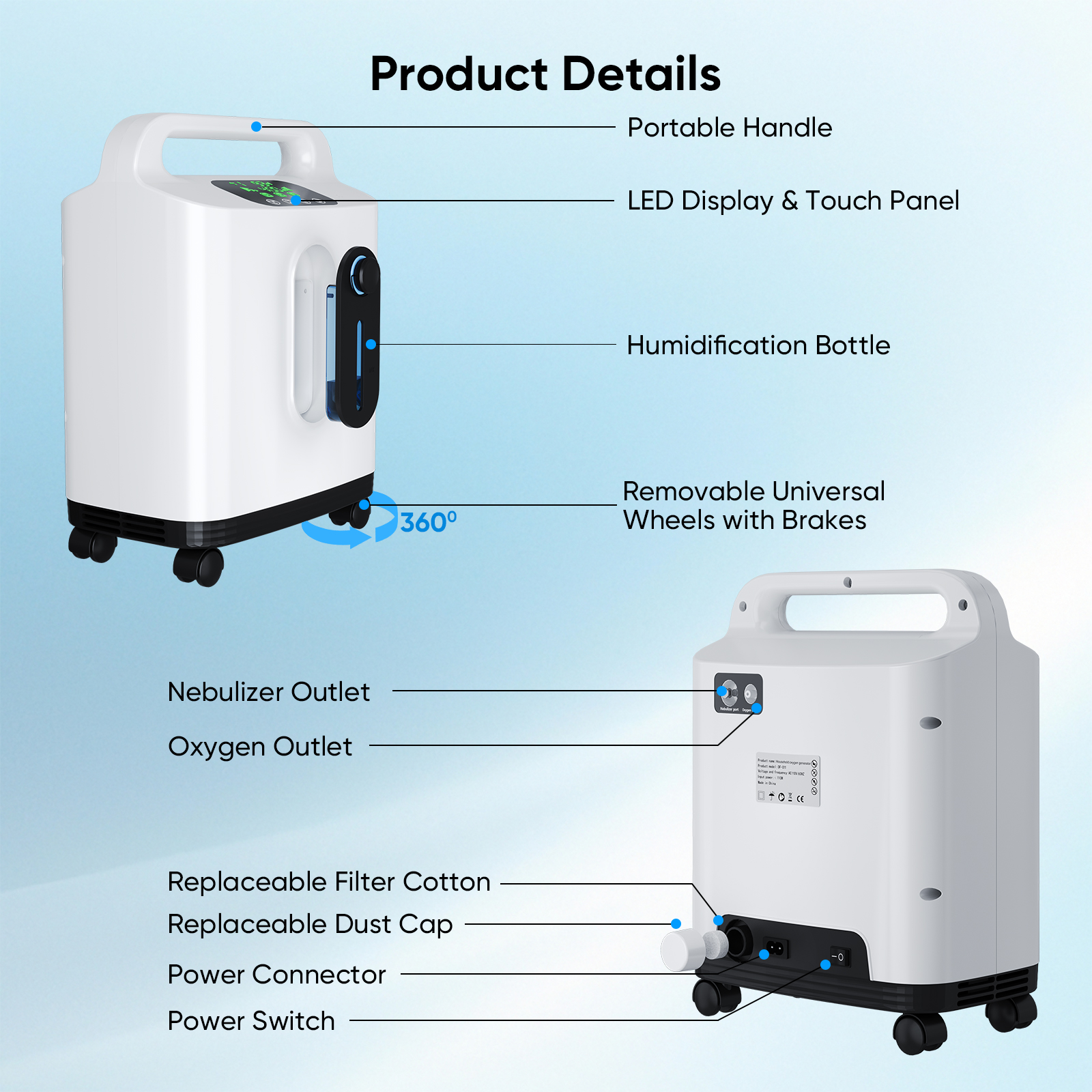 [Local delivery] Portable Oxygen Generator,Emergency OTC, Oxygen Concentrator Machine, 1-8L/min ...