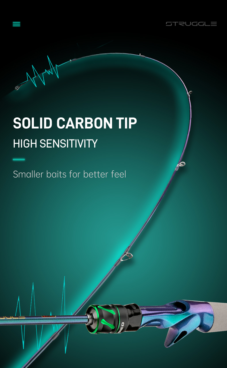 CEMREO Light Weight UL Fishing Rod 1.35m-1.8m Solid Tip Trout Rod One-piece Carbon Grip Spinning ...