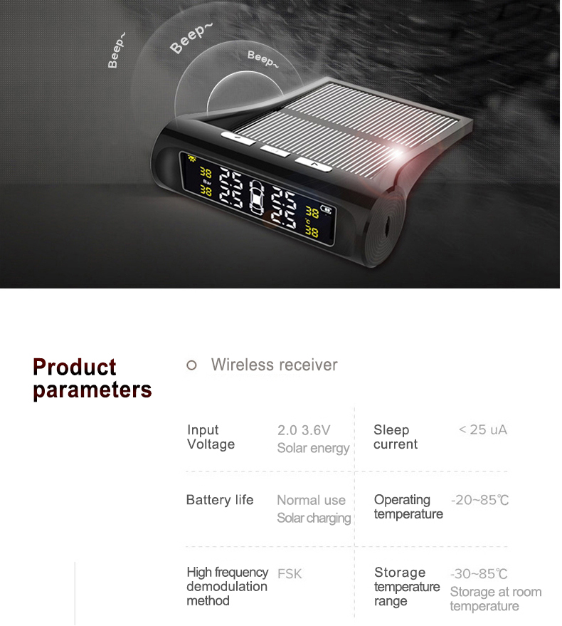 【With 4 External Sensors】TPMS Car Tire Pressure Alarm Monitor System ...