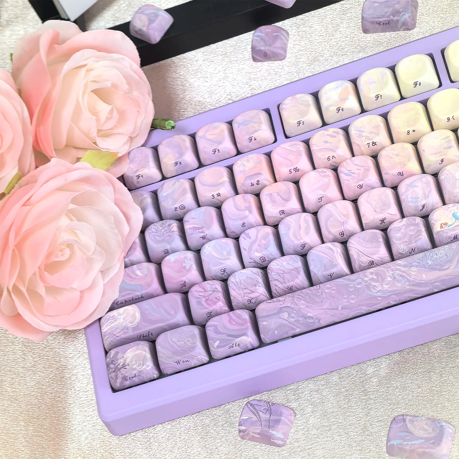 134 Keys Mermaid Keycaps Purple Dreamy Theme MOA Profile PBT Five-side ...