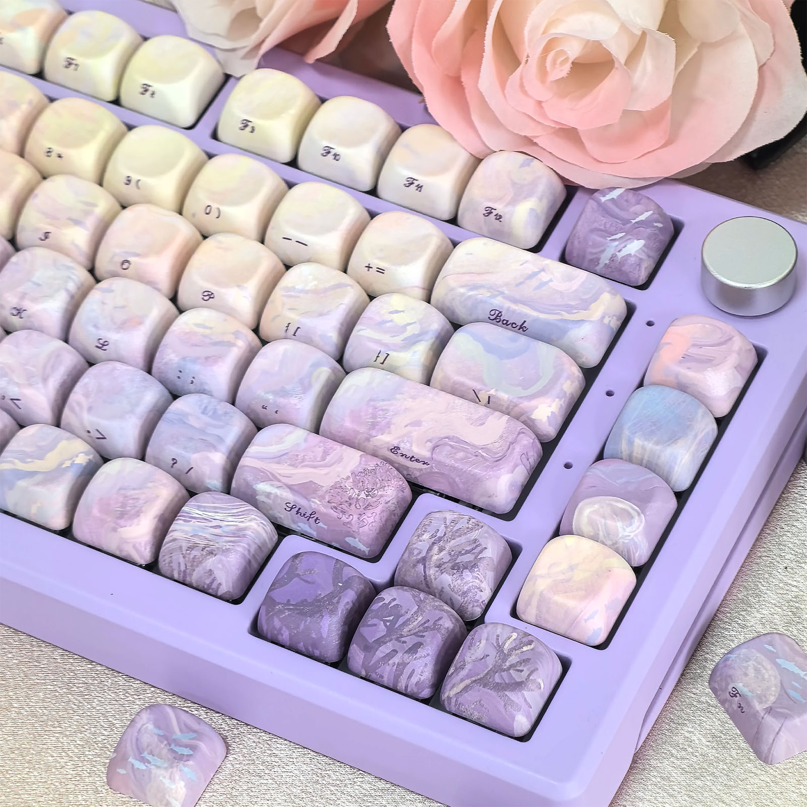 136 Keys Mermaid Keycaps Purple Dreamy Theme MOA/Cherry Profile PBT ...