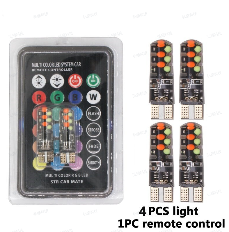 RGB LED Dome for Car T-shaped Turn Signal 168 12V Remote Control ...