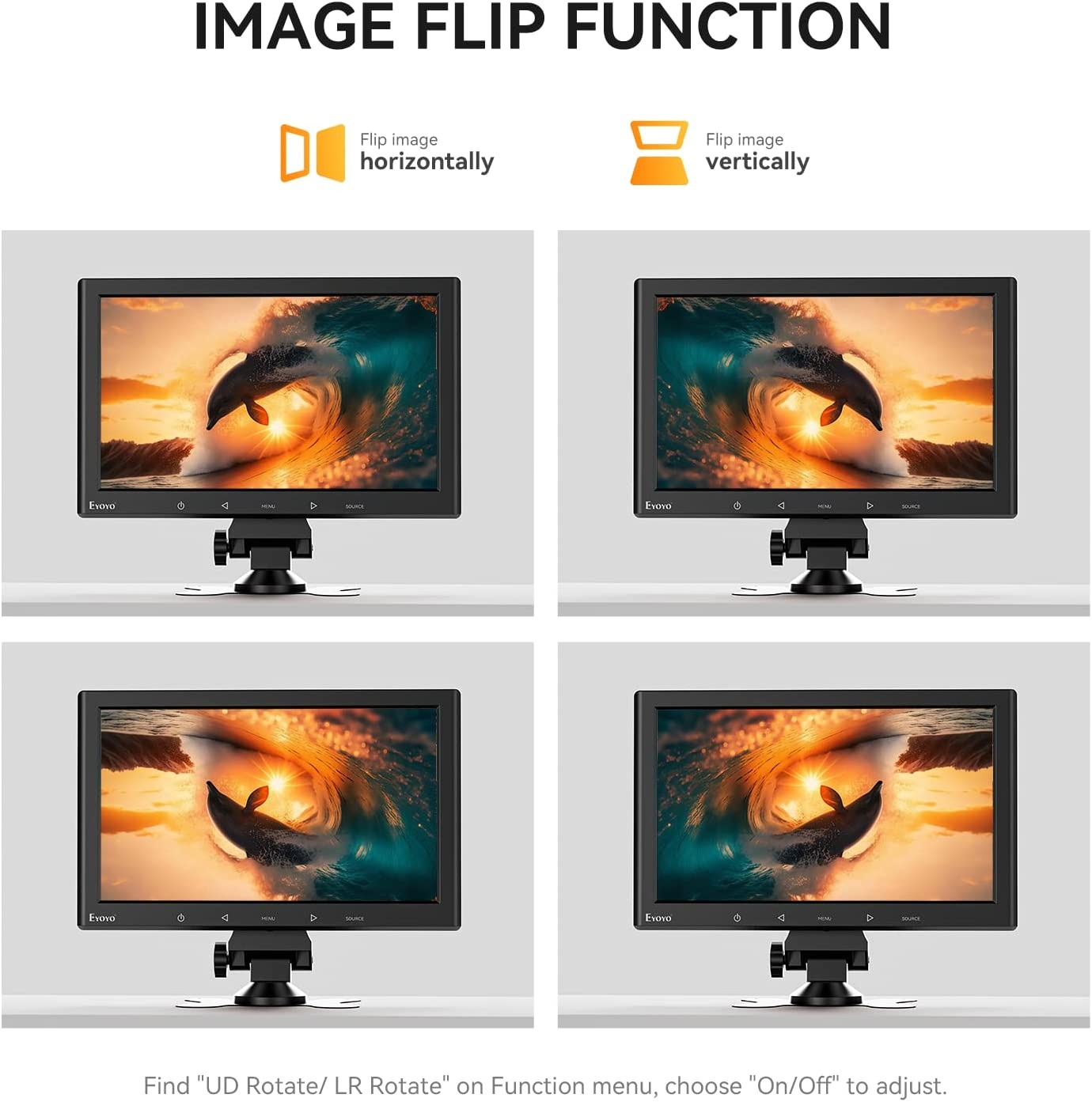 Eyoyo 10 inch Monitor, 1024x600 Small HDMI Monitor, HDMI VGA AV Monitor ...