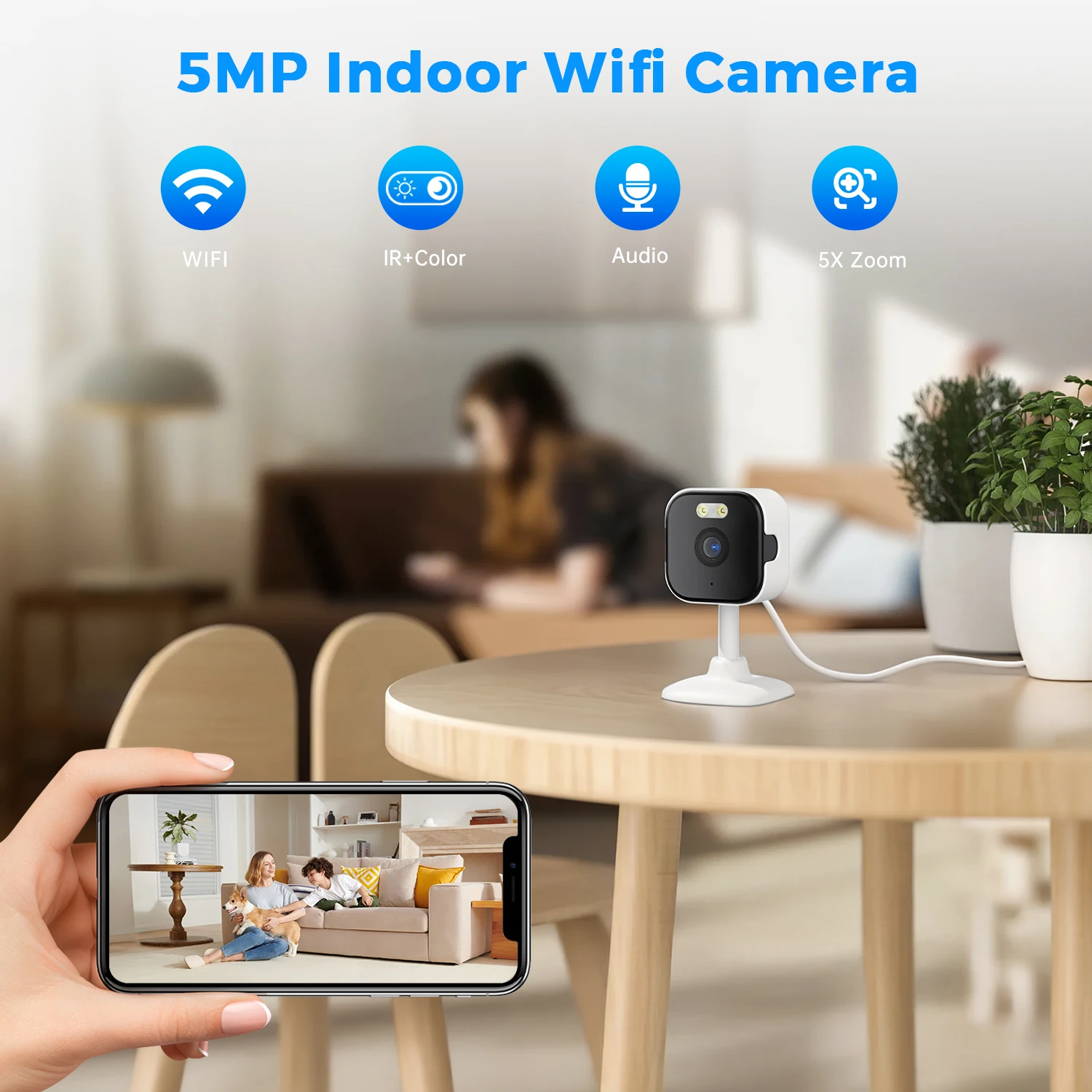 Hamrol 5MP WiFi Mini Cube Camera Indoor Human Detection 5G Hz CCTV ...