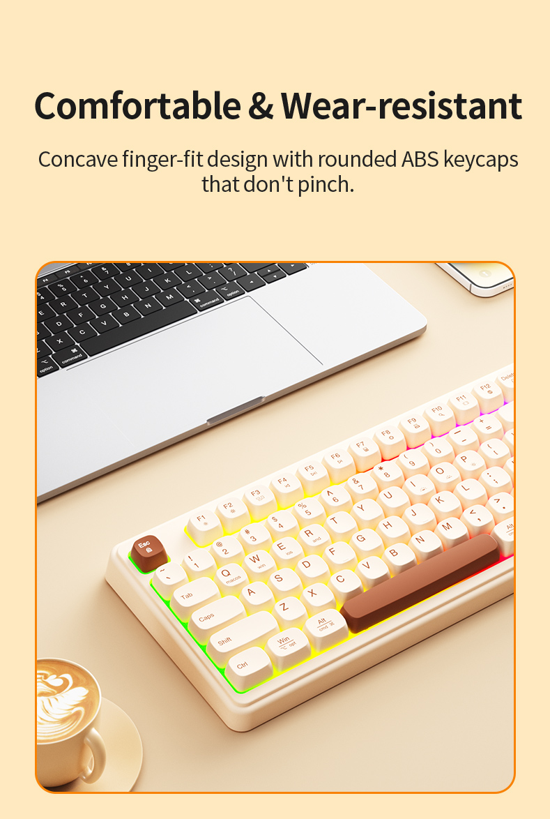 BOW K520 Series Rechargeable Ergonomic Gaming Keyboard RGB Backlight ...