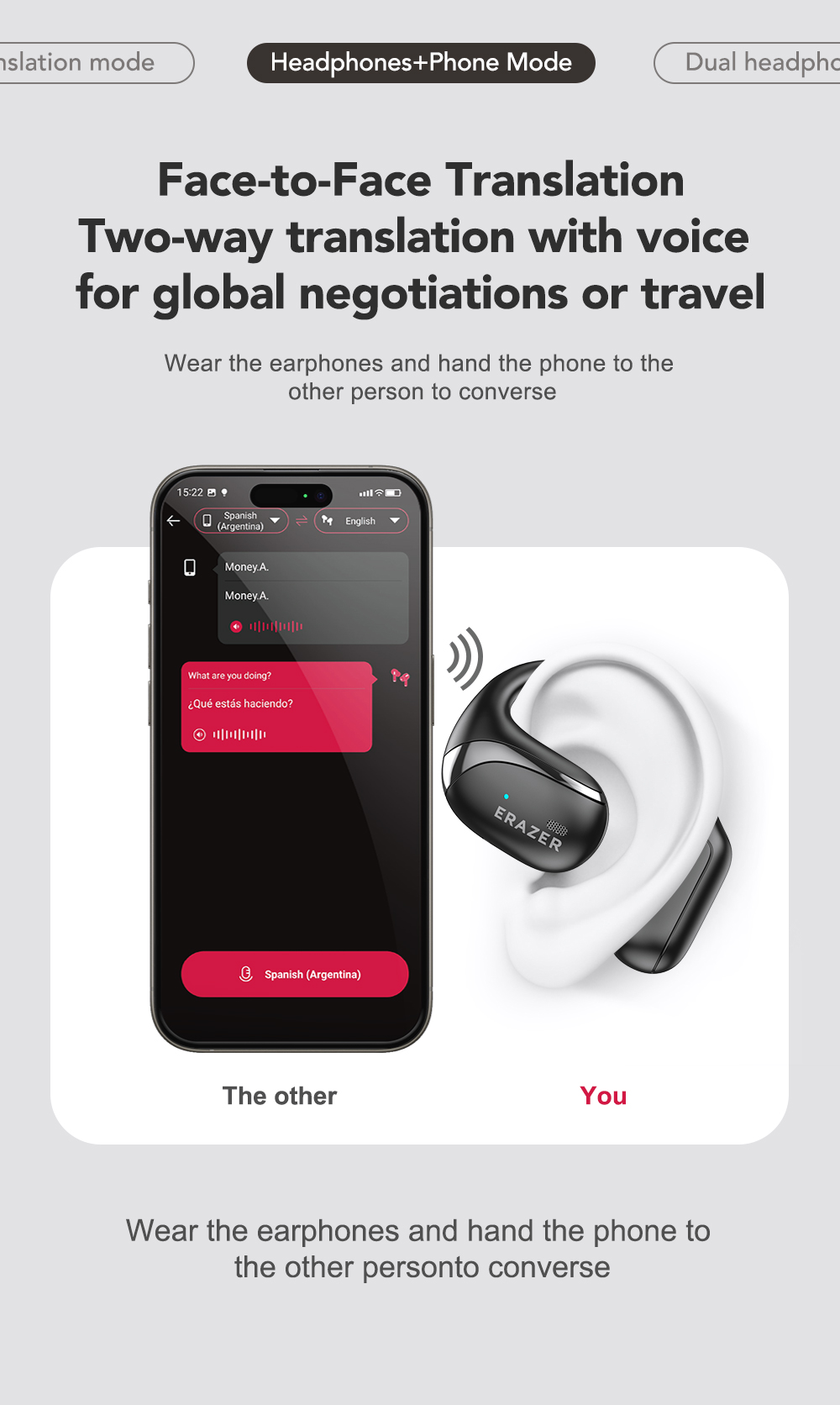 Lenovo ERAZER X9 AI Smart Real-Time Translation Wireless Earphones ...