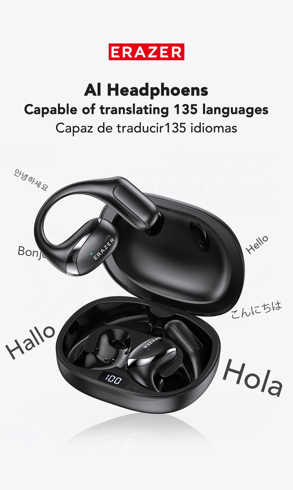 Lenovo ERAZER X9 AI Smart Real-Time Translation Wireless Earphones ...