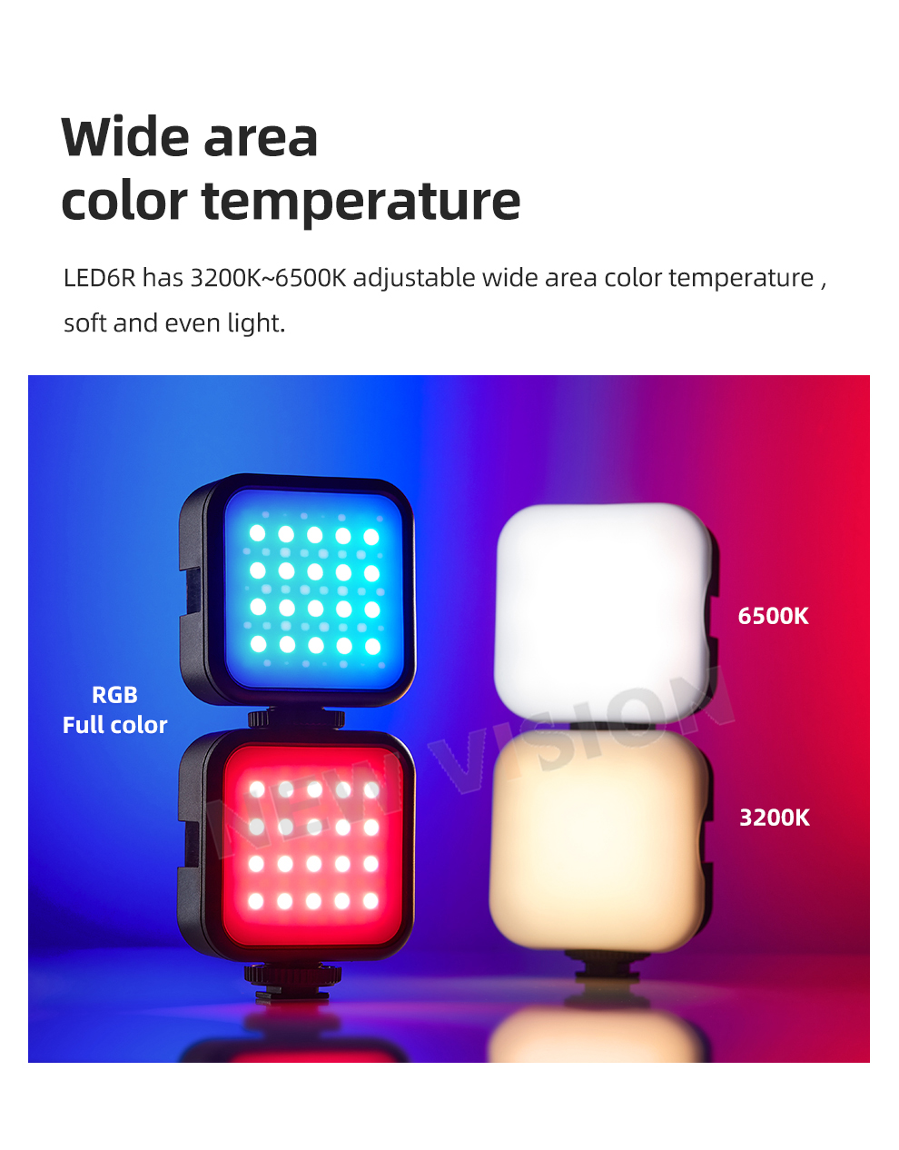 Godox LED 6R / 6 Bi RGB Video Light,Dimmable 0-360 Full Color 3200K ...