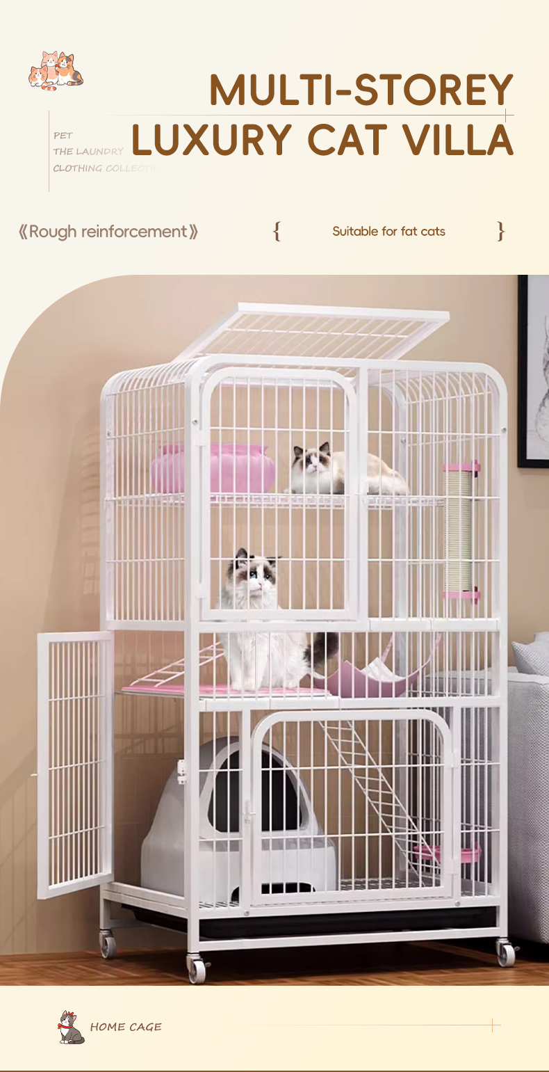 BOENIN Cat Cage Cat House Cage For Cat Cat Villa Mobile Cat Cage Large ...