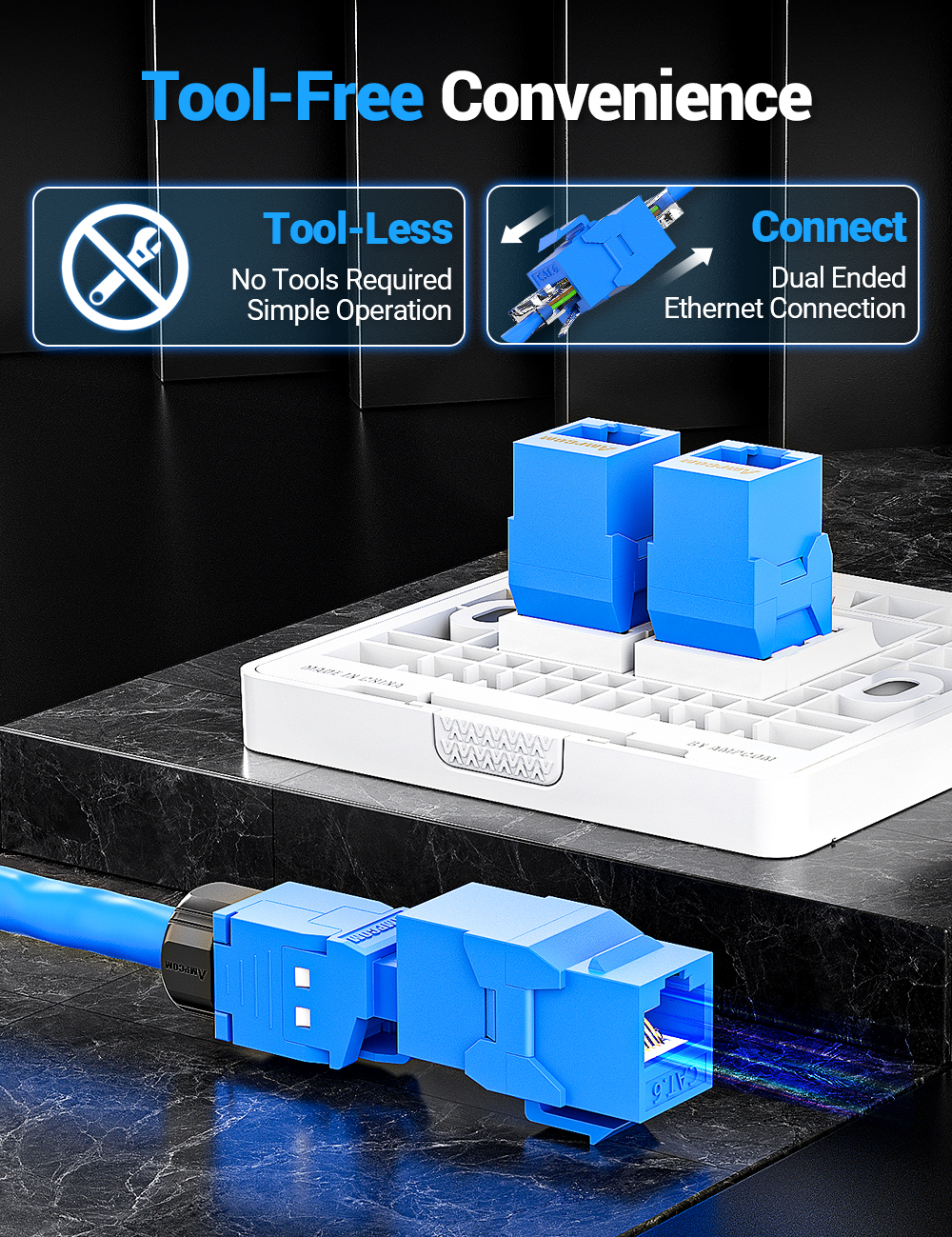 AMPCOM Keystone Coupler Jack,RJ45 Inline Coupler Keystone Jack,RJ45 ...