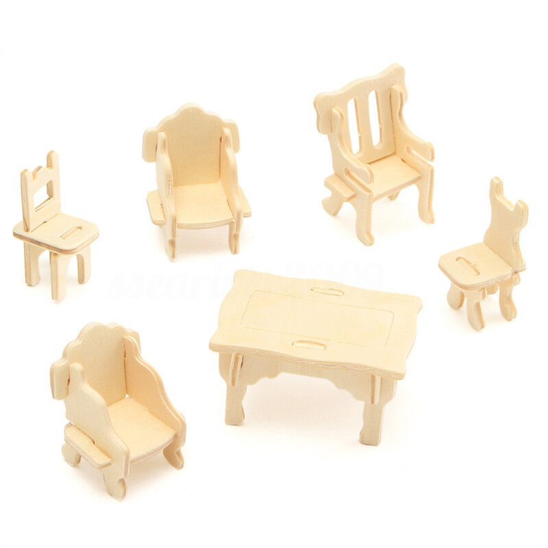 Miniature Furniture 1:12 Doll House Mini 3d Wooden Puzzle Diy Building ...