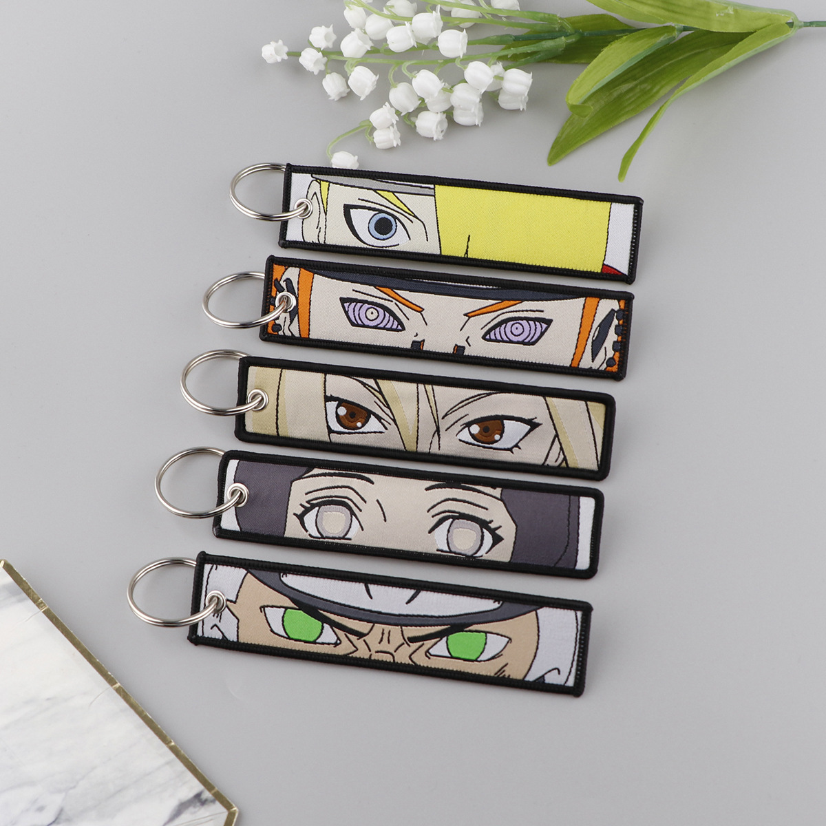 Japanese Anime Naruto Embroidery Key Fobs Key Tags Motorcycles Chaveiro ...