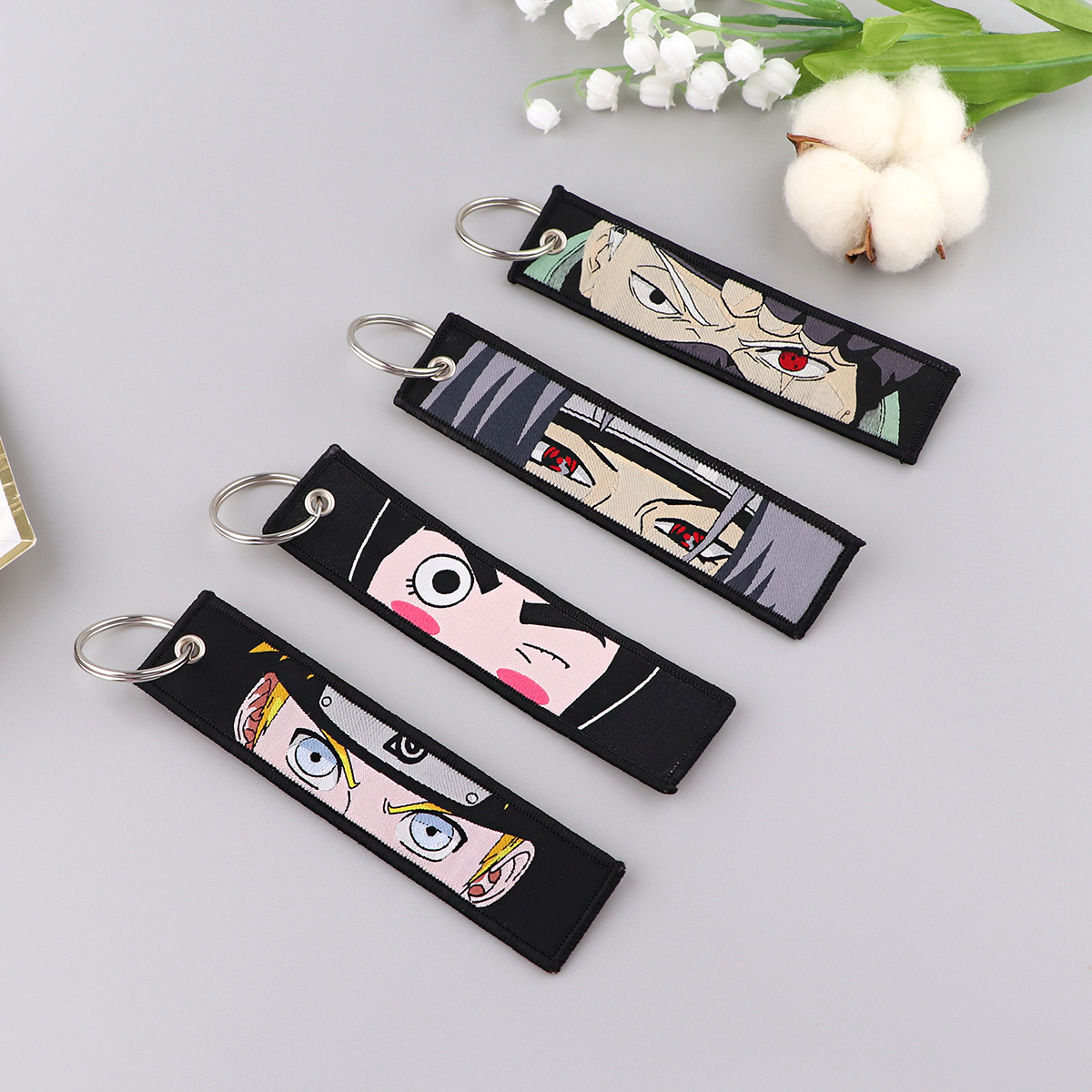 Japanese Anime Naruto Embroidery Key Fobs Key Tags Motorcycles Chaveiro ...