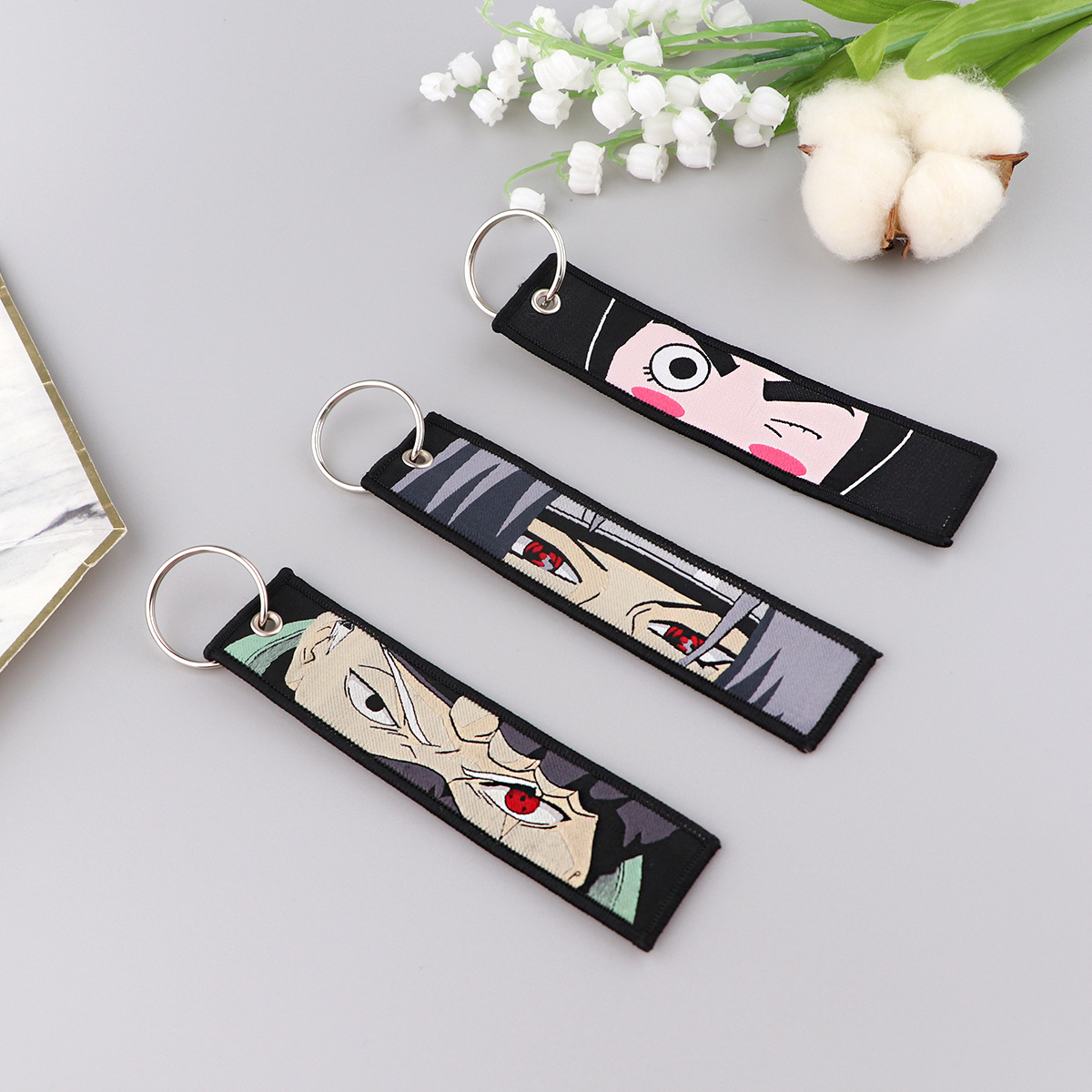 Japanese Anime Naruto Embroidery Key Fobs Key Tags Motorcycles Chaveiro ...