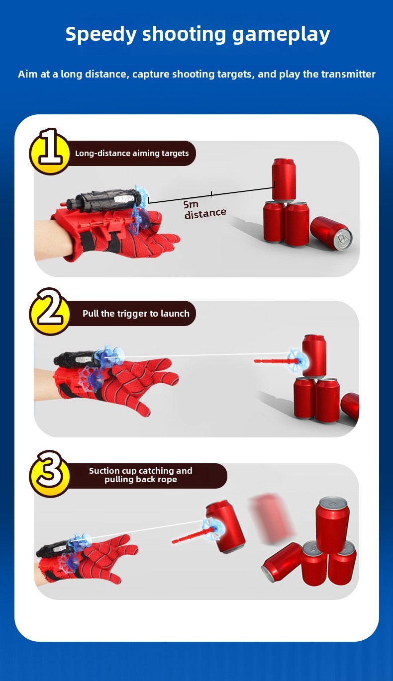 Spider Silk Launcher Spider Hero Spit Silk Gloves Black Tech Kids toy ...