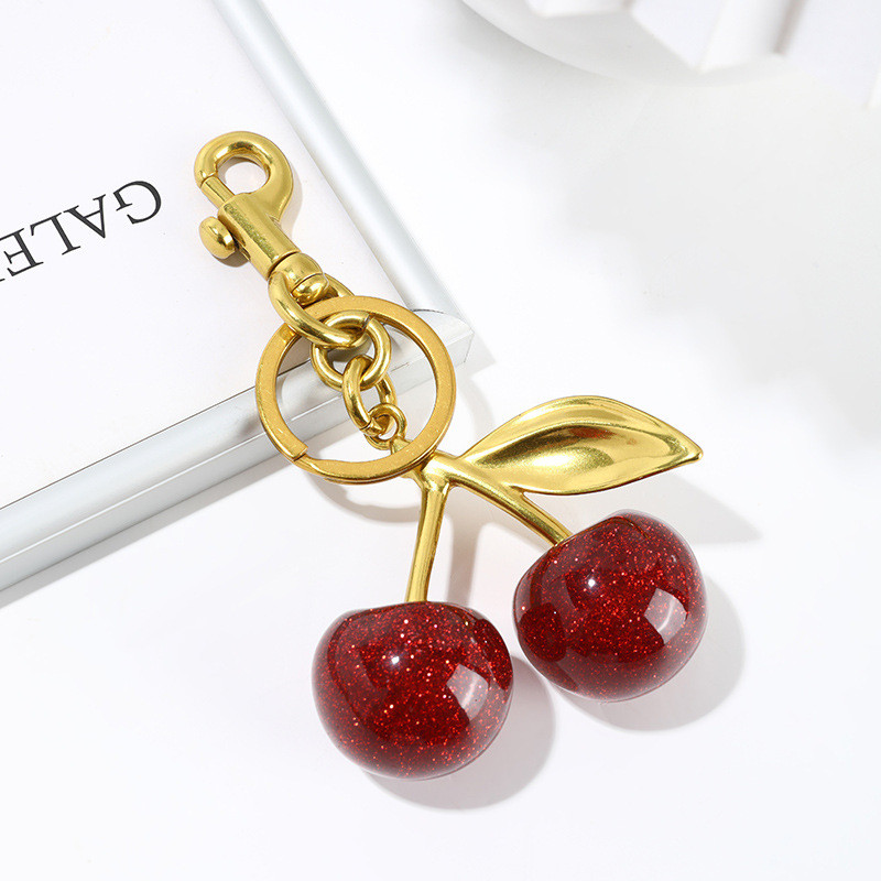 Cherry Women Bag Charm Purse Car Keychain Valentine's Gift Red Metal ...
