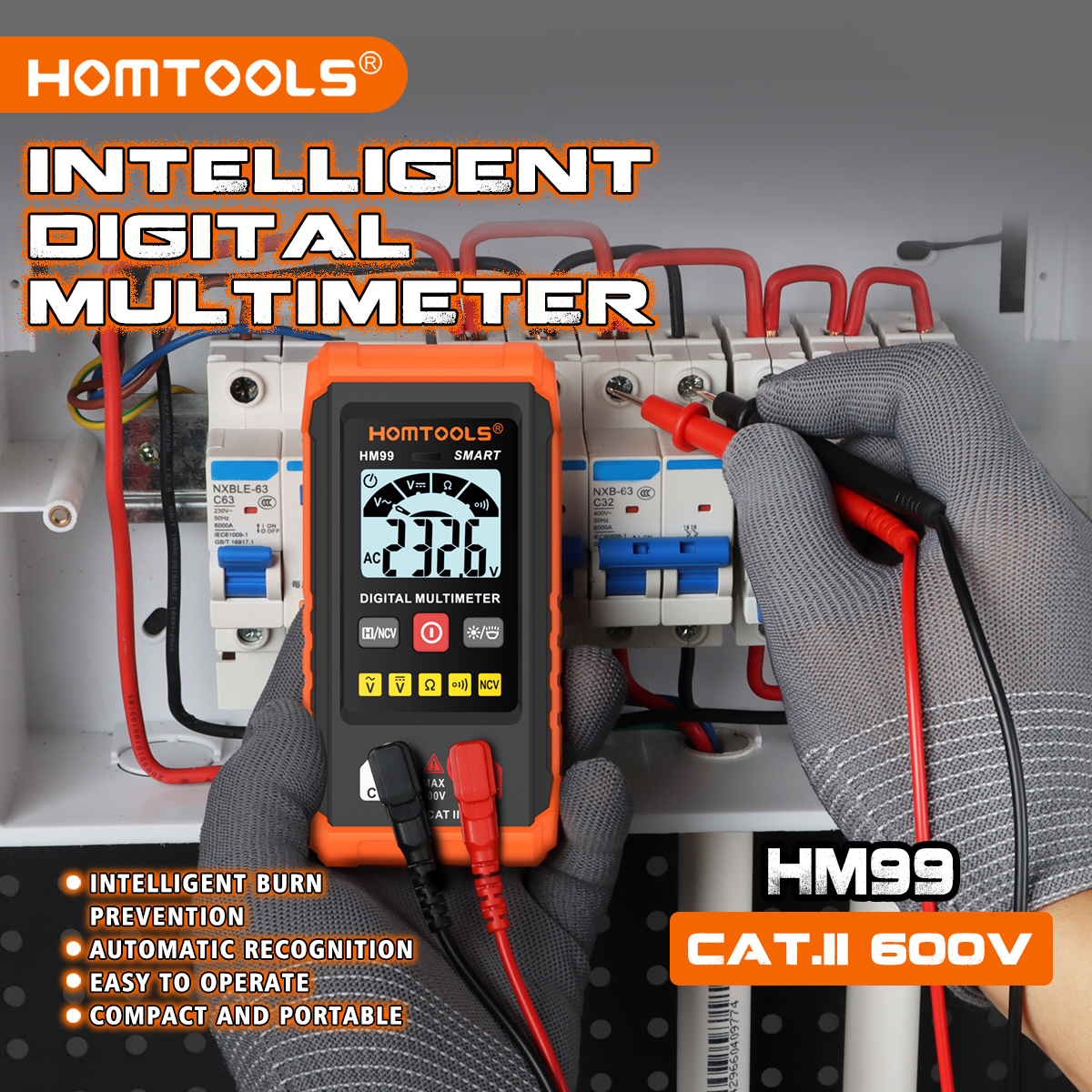HOMTOOLS HM99 Smart Mini Digital Multimeter 600V Auto Range Multimeter ...