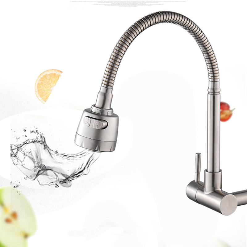 Baokemo Stainless steel kitchen Wall mounted side inlet faucet single ...