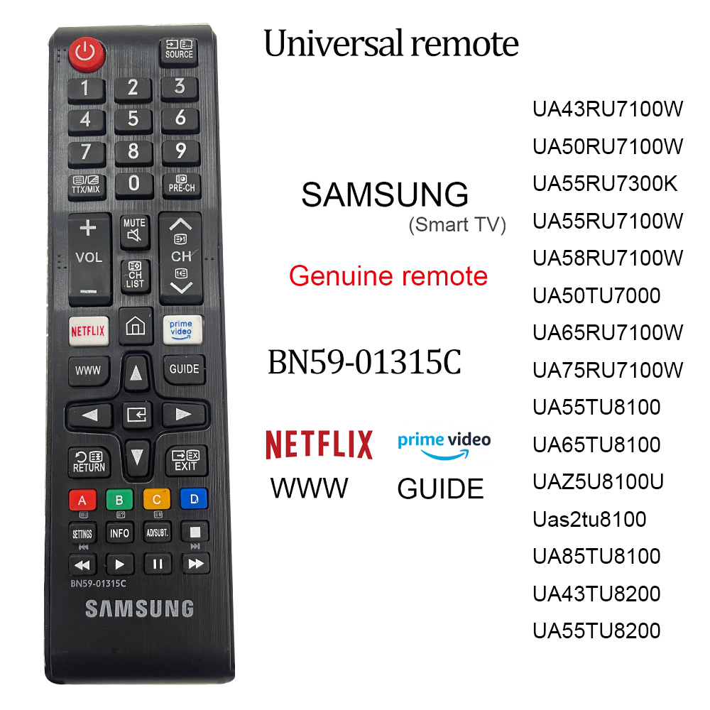 Universal Remote Control SAMSUNG LED LCD Smart TV Remote Control NETFLIX prime video BN59-01315C ...