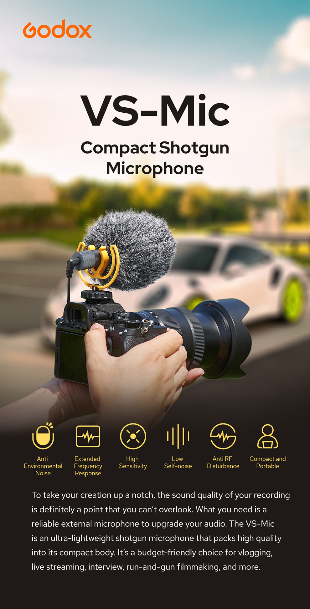Godox-Microphone VS-Mic with Compact Shotgun, 3.5mm, for iPhone ...