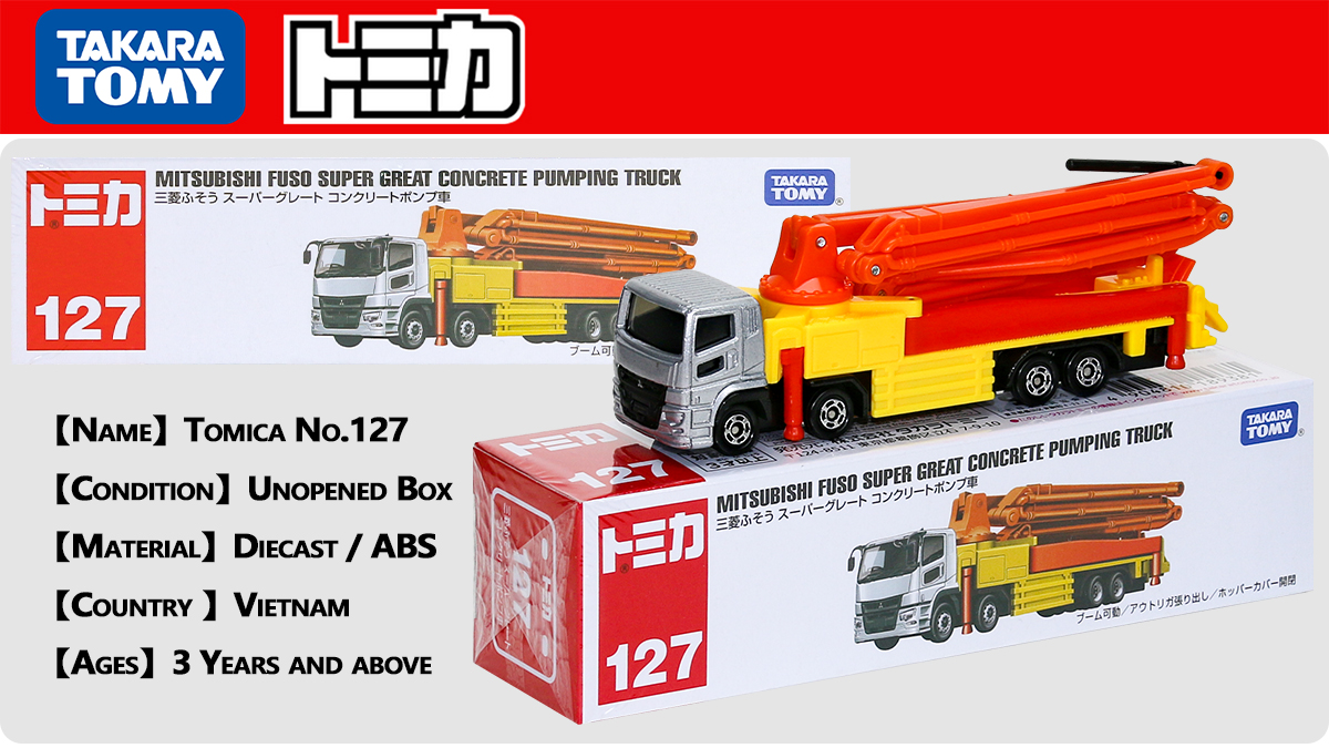 Long Tomica No.127 Mitsubishi Fuso Super Great Concrete Pumping Truck 1 ...