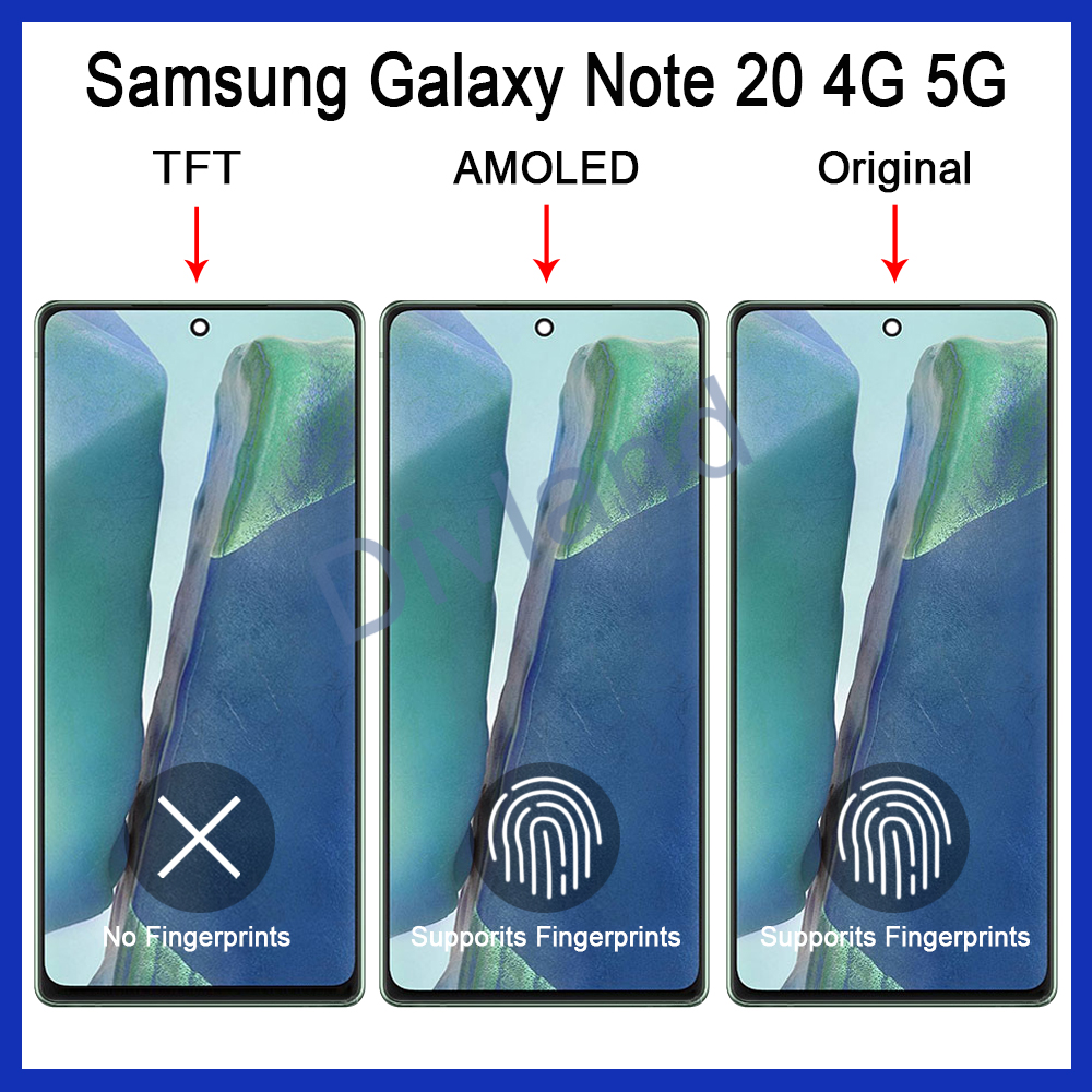 Original AMOLED TFT Samsung Galaxy Note 20 4G 5G LCD Display Touch ...