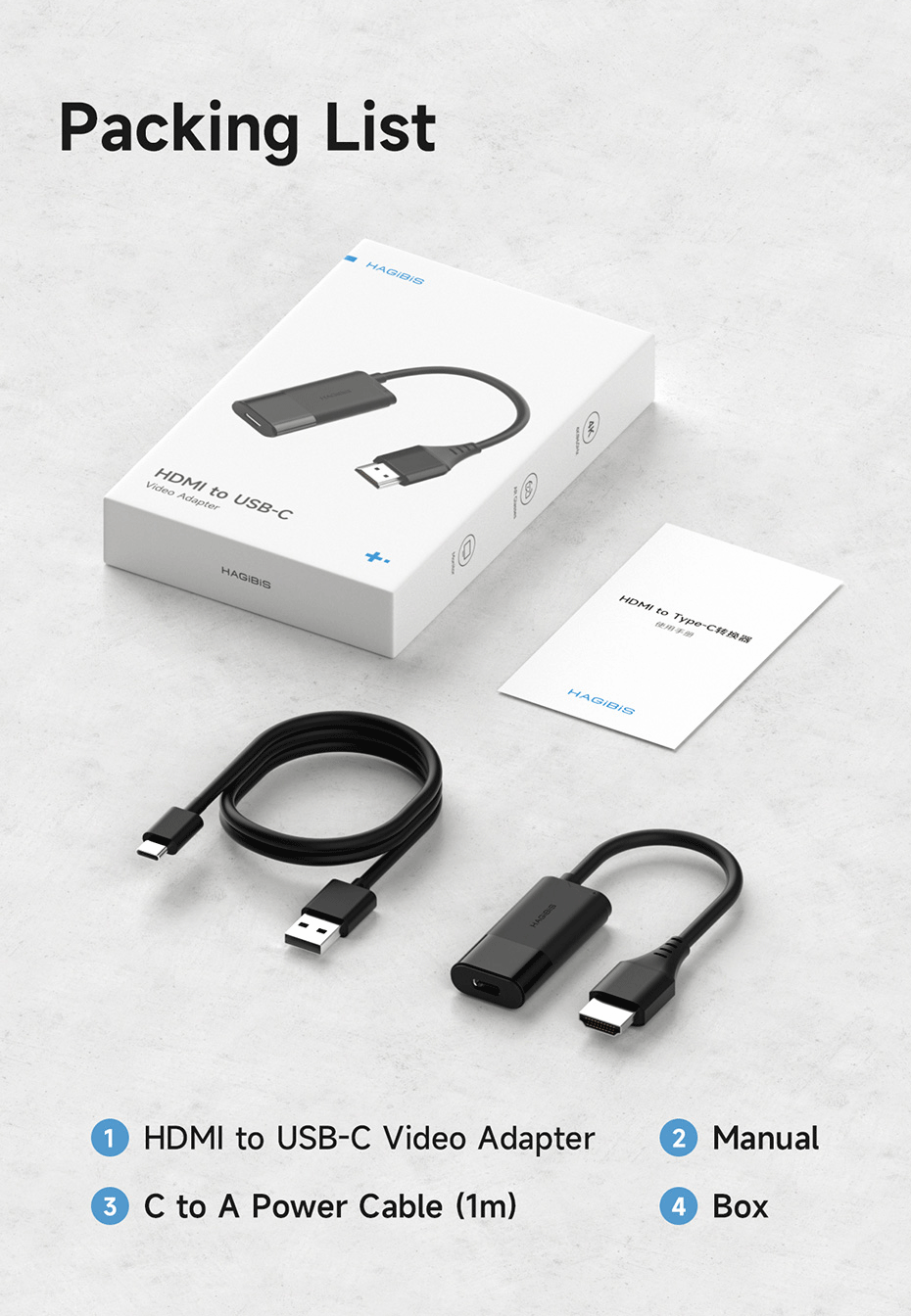 Hagibis HDMI to USB C Converter Type-C Female Port Adapter HDMI to AR ...