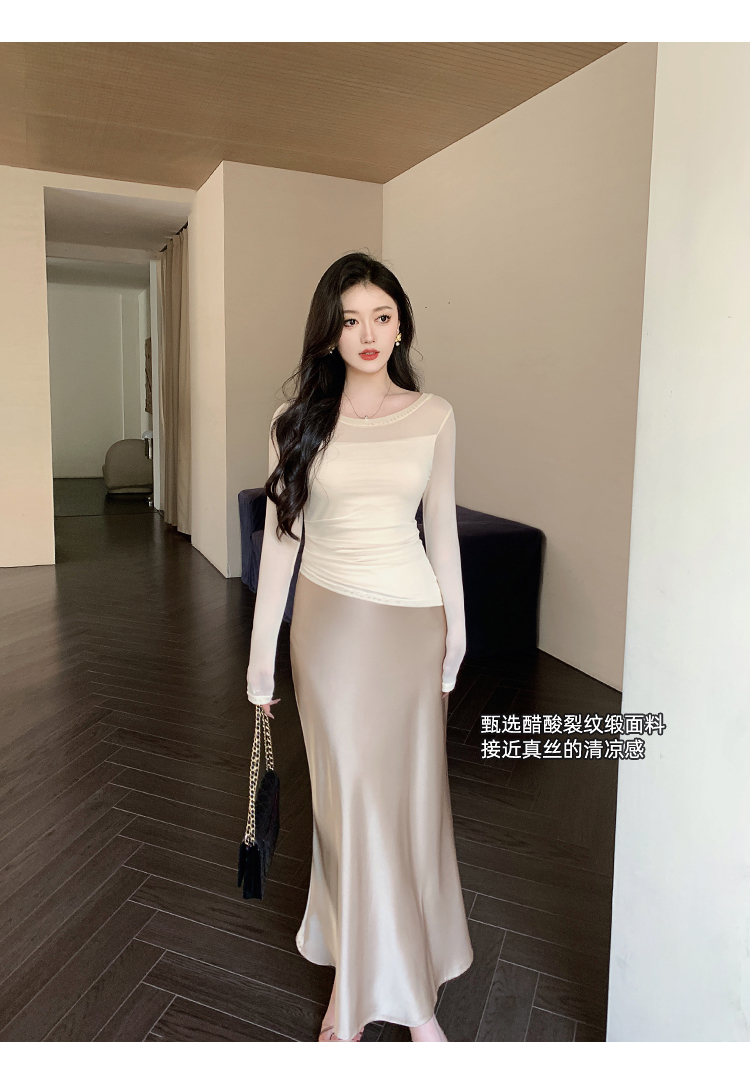 Satin Skirt Palda Mermaid Wrap Long Skirt for Woman High Waist Casual A ...