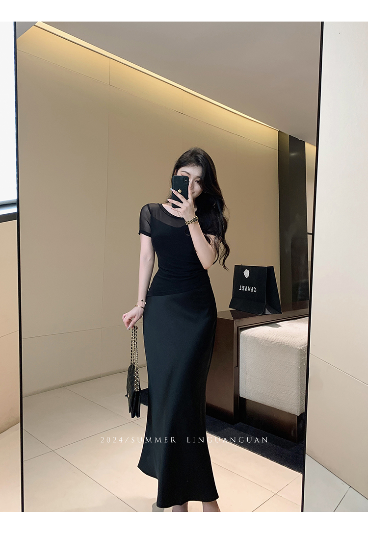 Satin Skirt Palda Mermaid Wrap Long Skirt for Woman High Waist Casual A ...