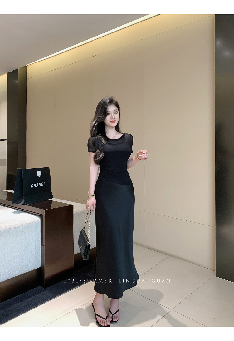 Satin Skirt Palda Mermaid Wrap Long Skirt for Woman High Waist Casual A ...