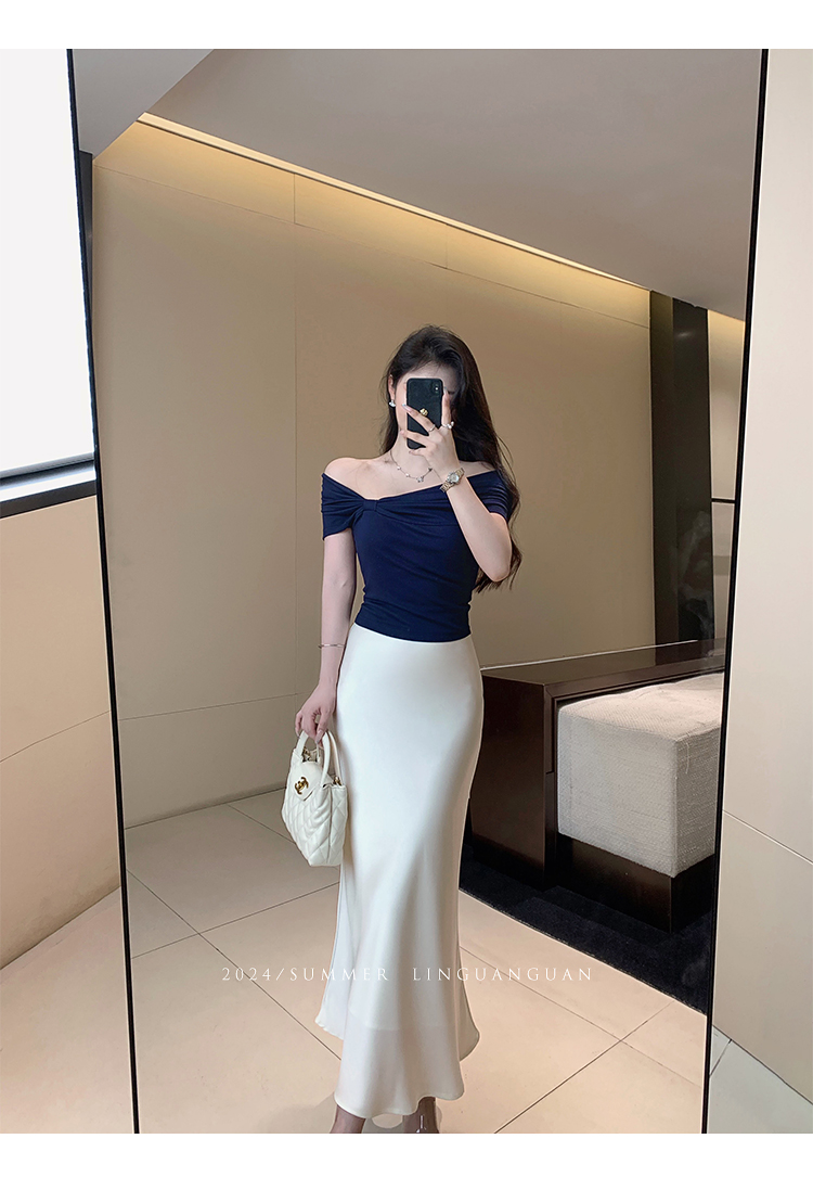 Satin Skirt Palda Mermaid Wrap Long Skirt for Woman High Waist Casual A ...
