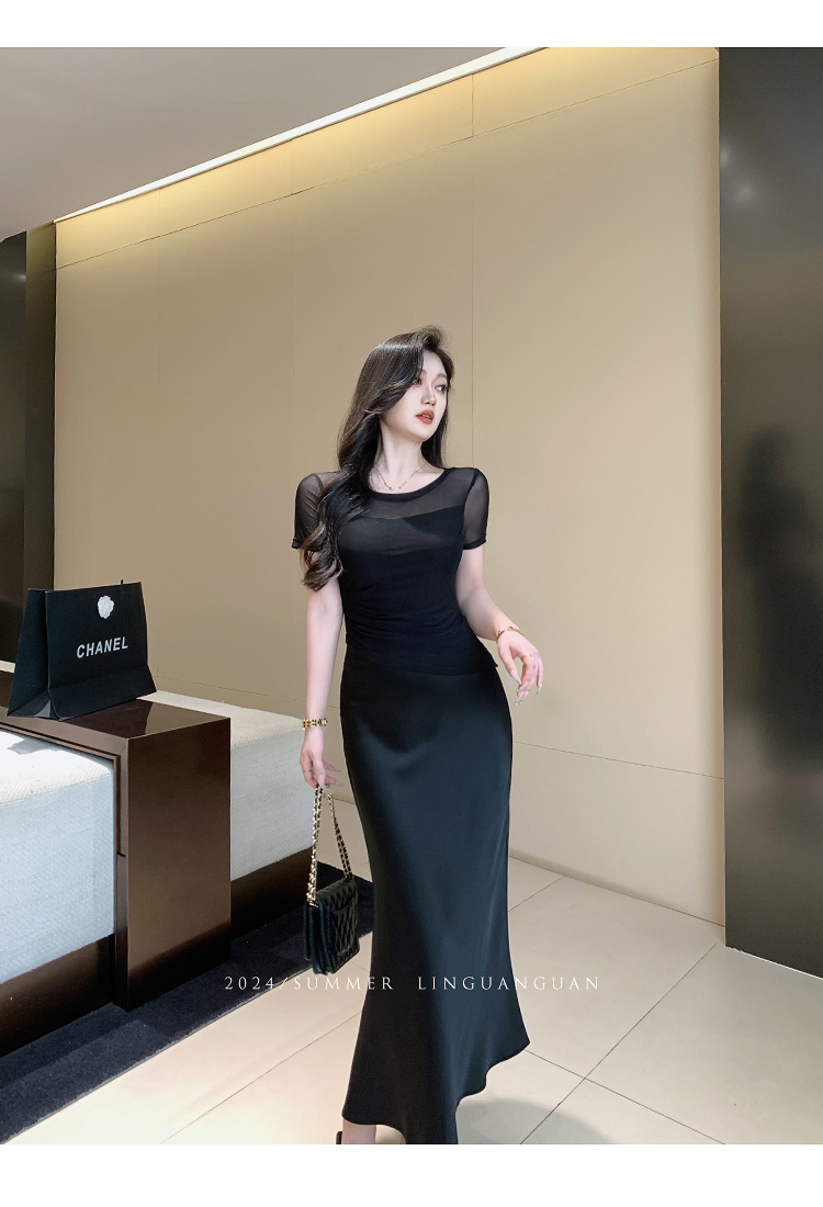 Satin Skirt Palda Mermaid Wrap Long Skirt for Woman High Waist Casual A ...