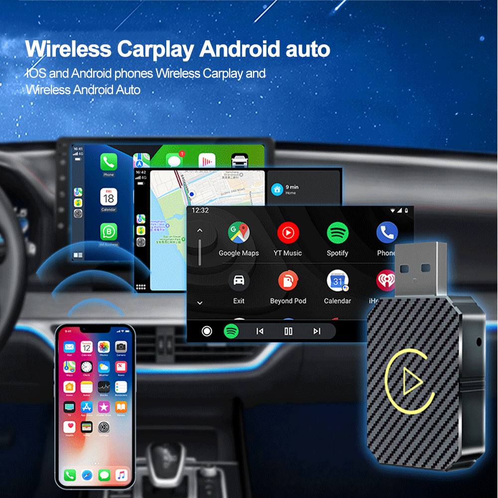 2 In 1 Wireless Carplay Adapter Android Mini Auto Wireless Adapter 5ghz