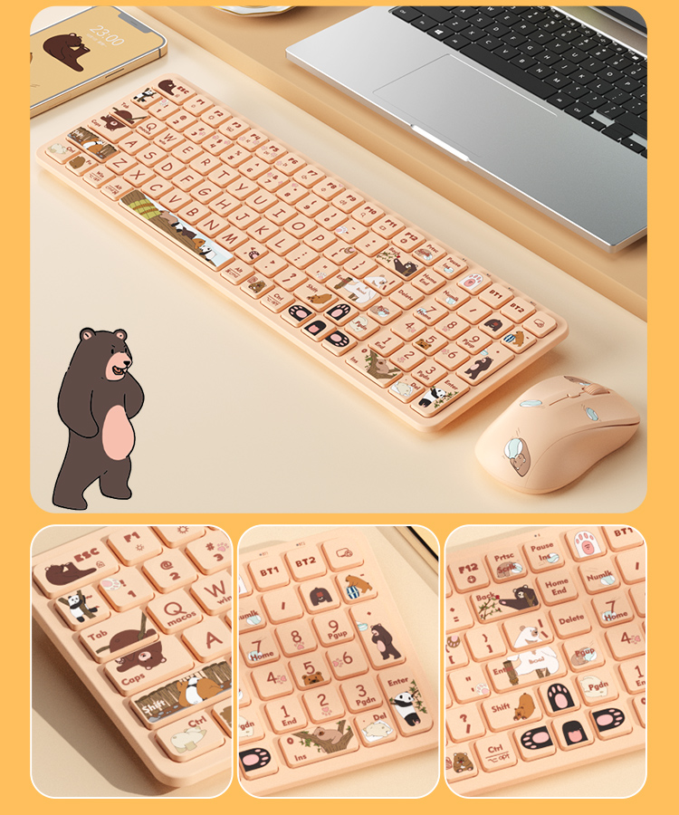 BOW MK392 Cute Wireless Bluetooth Rechargeable Dual-mode Wireless ...