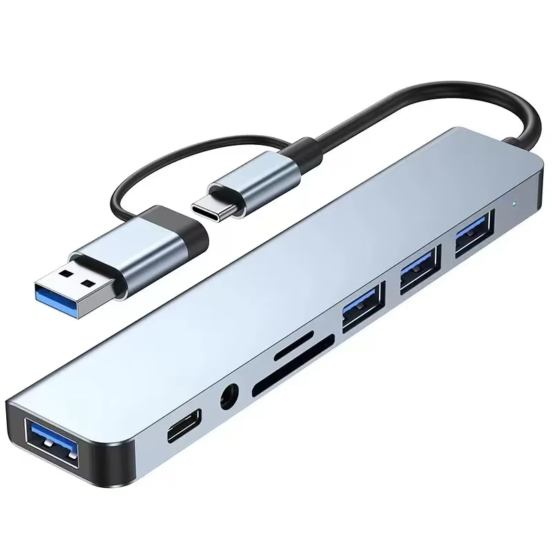 Type C to USB Card Reader 8in2 7in2 SD TF 3.5MM PD HUB Adapter OTG for ...