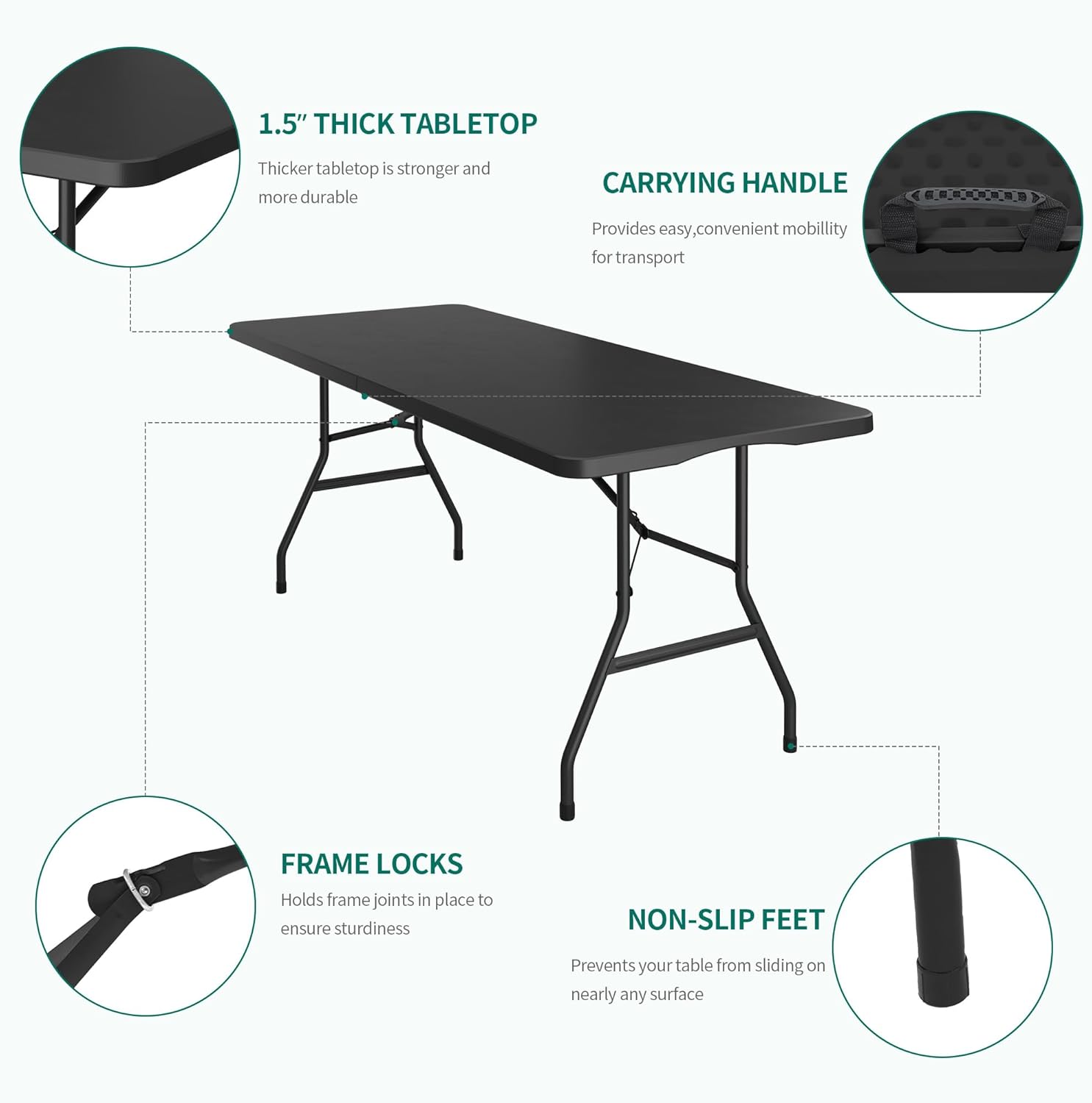 Folding table Outdoor long table portable white home desk Computer ...