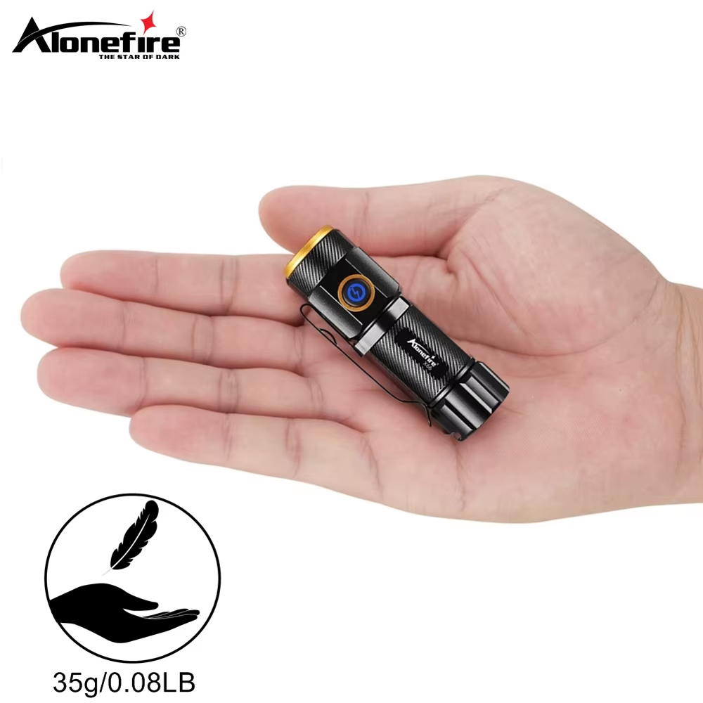 Alonefire Mini Flashlight 6500K High Bright P50 LED Small Torch Usb ...
