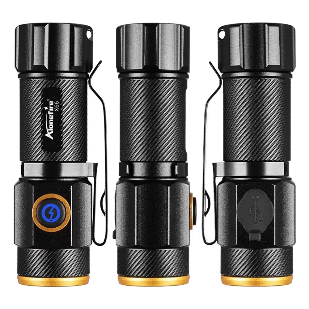 Alonefire Mini Flashlight 6500K High Bright P50 LED Small Torch Usb ...