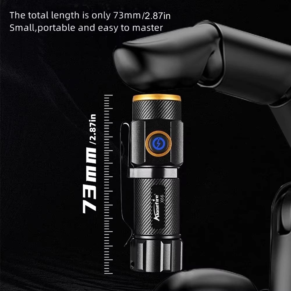 Alonefire Mini Flashlight 6500K High Bright P50 LED Small Torch Usb ...