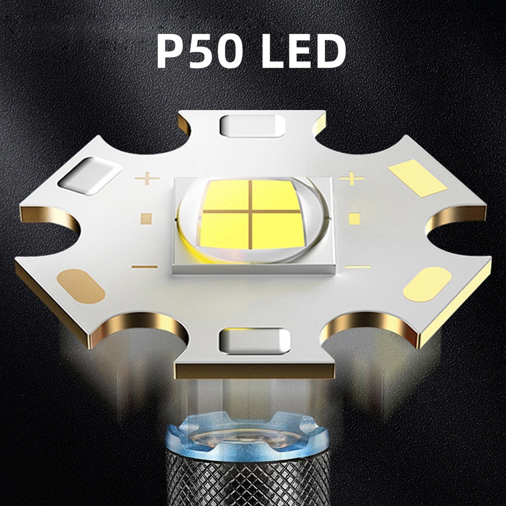 Alonefire Mini Flashlight 6500K High Bright P50 LED Small Torch Usb ...