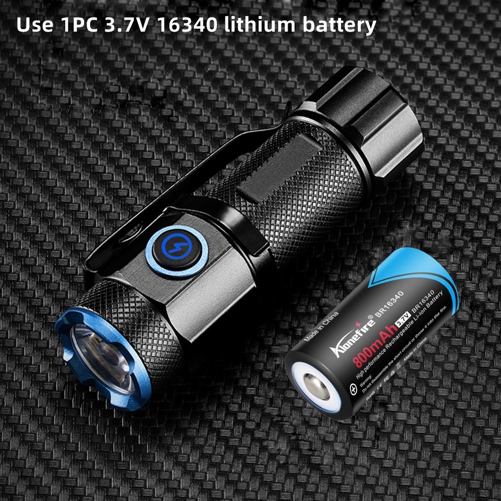 Alonefire Mini Flashlight 6500K High Bright P50 LED Small Torch Usb ...