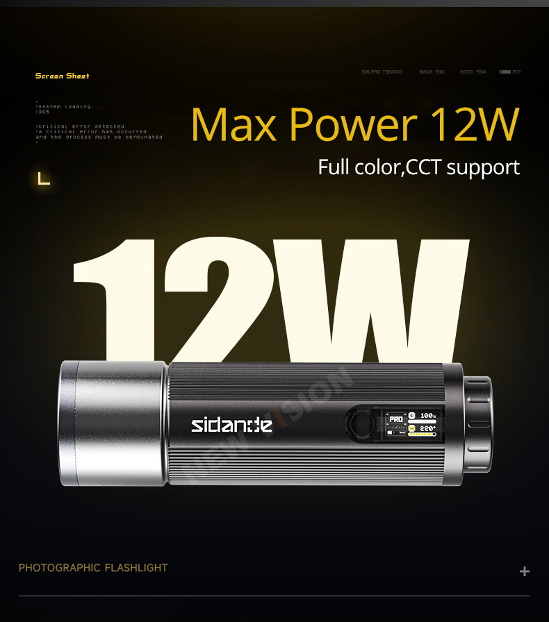 SIDANDE 12W Flashlight PRO 3500-7000k RGB light Built-in 9000mAh ...