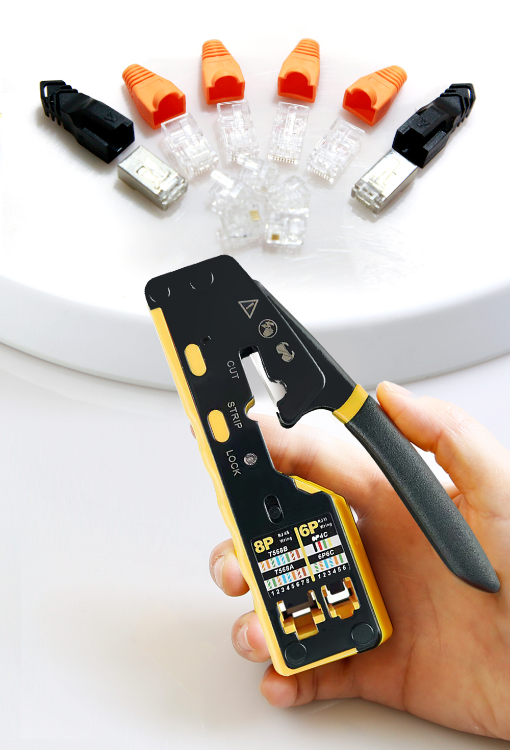 AMPCOM RJ45 Crimper Pass Through RJ45 Crimping Tool For CAT6 CAT5E Pass ...