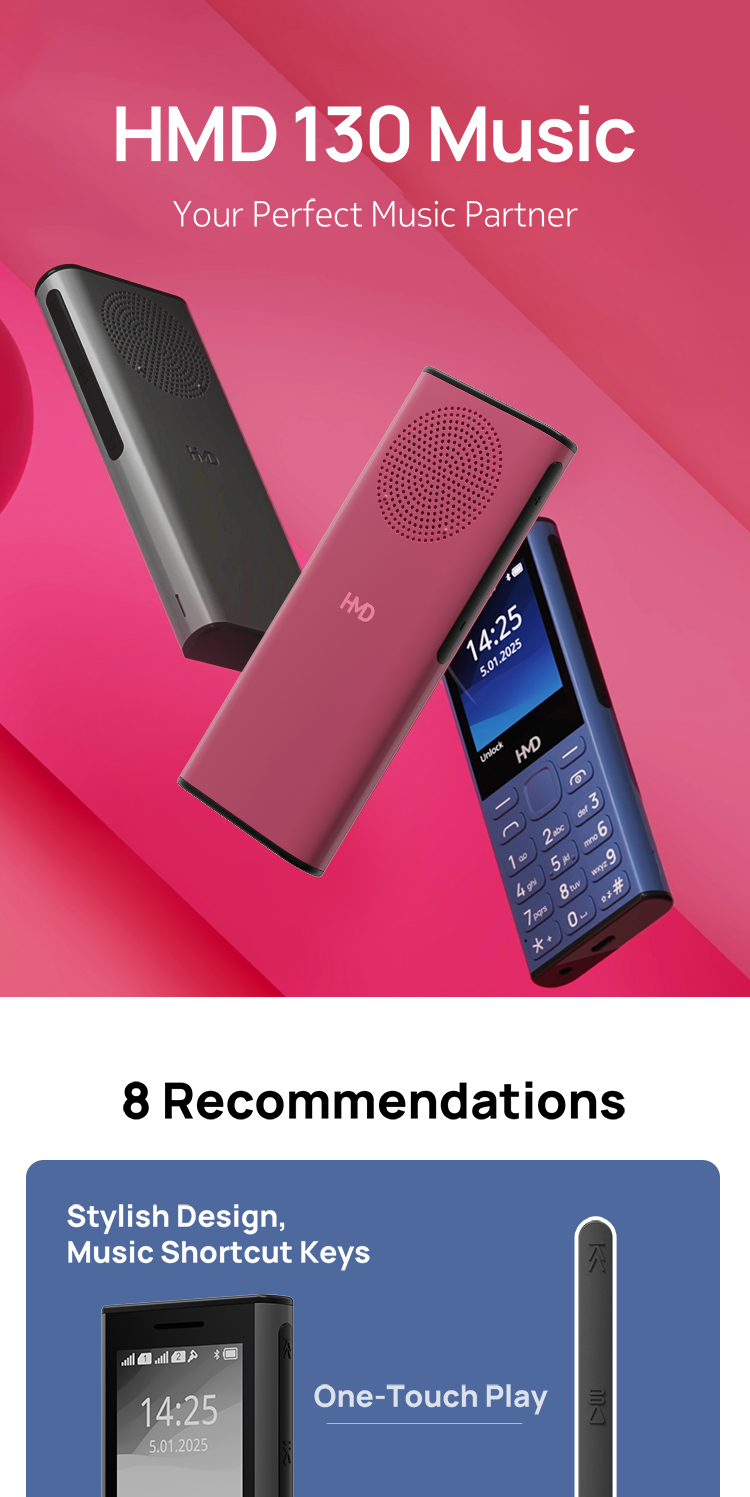 New HMD 130 Music Feature Phone 2G Nokia maker 2.4 in Display 2W Big ...