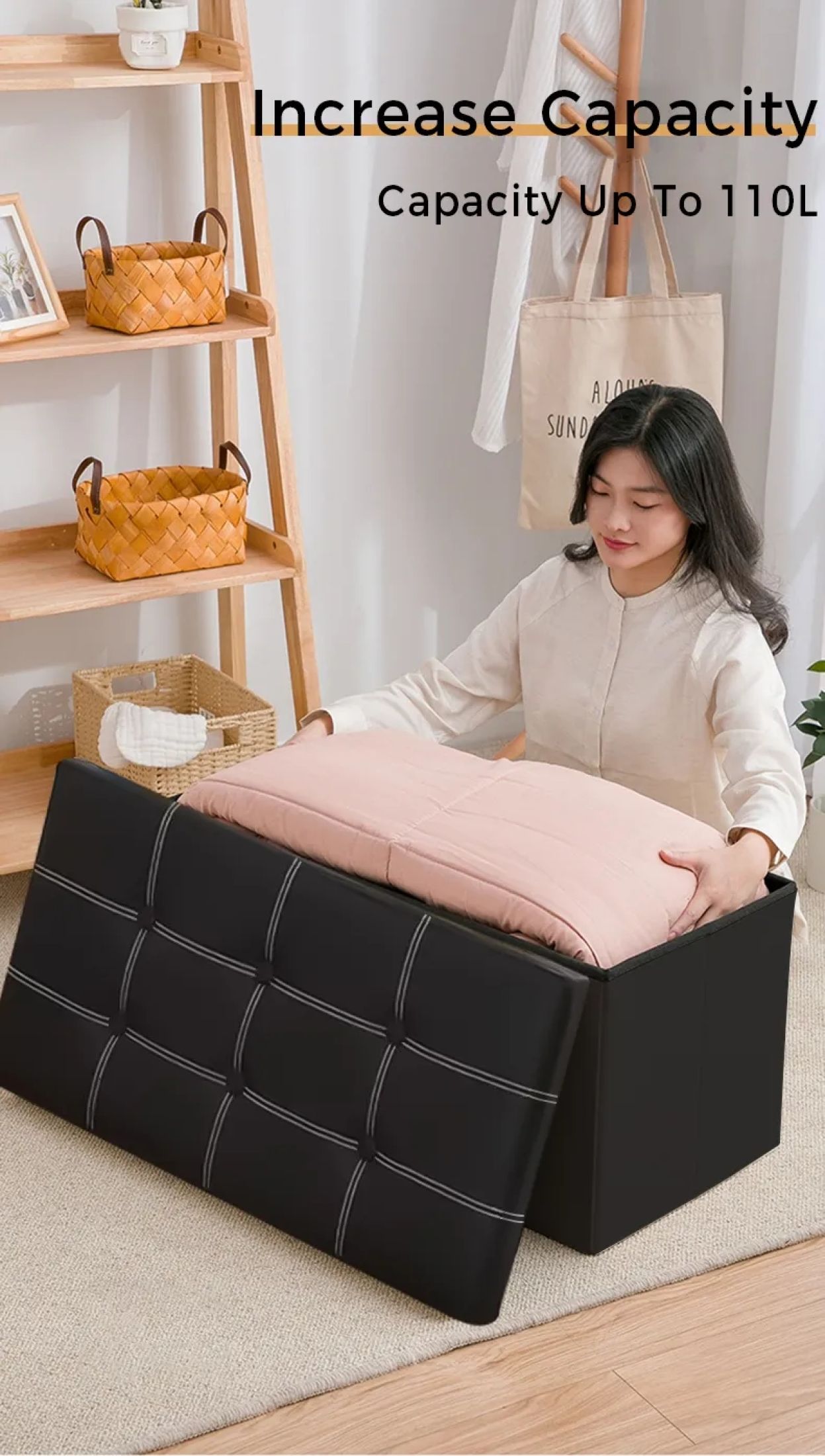 【BUY 1 TAKE 1】110L Folding Sofa Storage Box Stool Foldable Storage ...