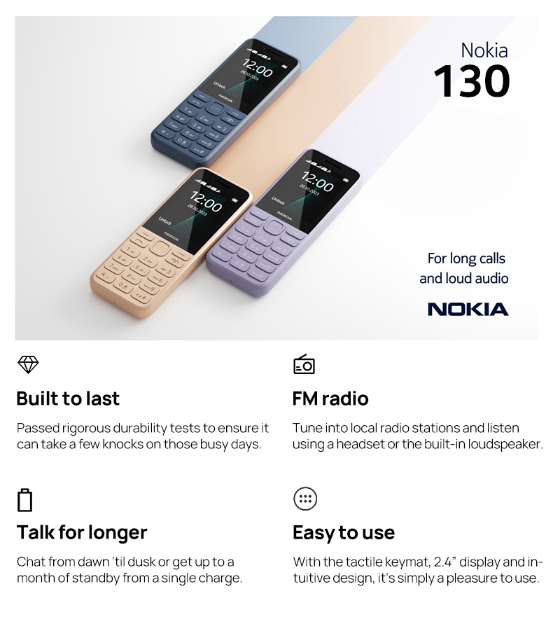 Nokia 125（2023） Basic Phone 2G Dual Sim 2.4 inches 1450 mAh Extra Long ...