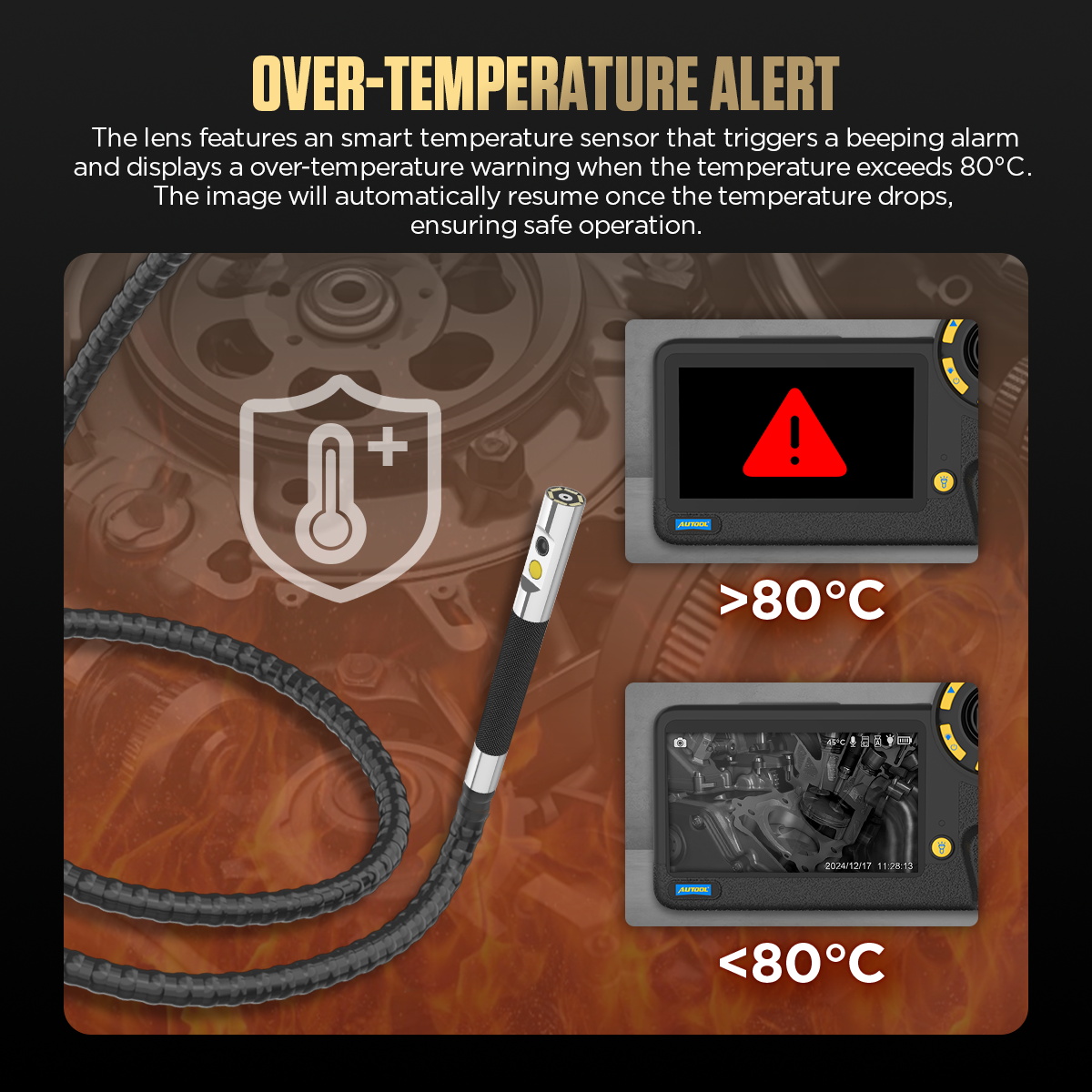 AUTOOL SVB403 Endoscope Camera HD Display IP67 Waterproof 210 ...