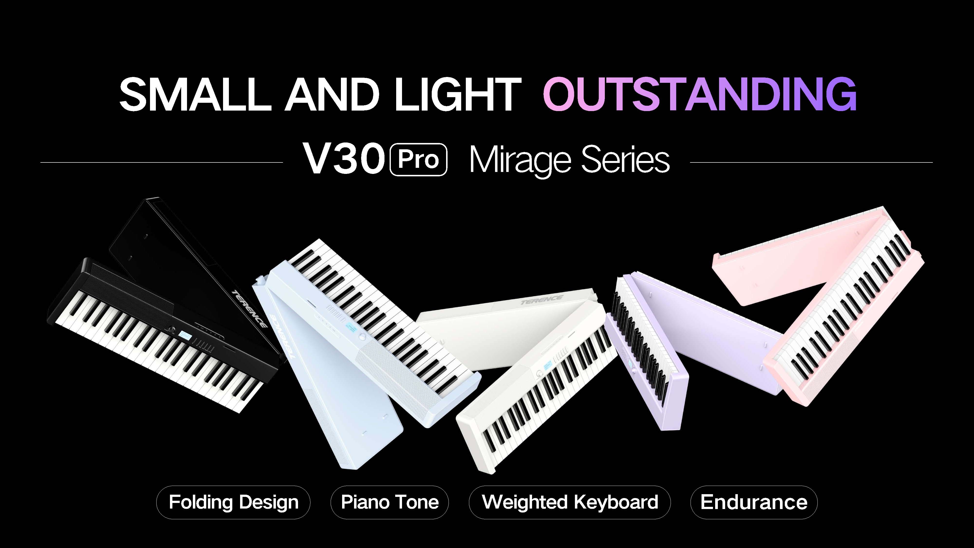 Terence V30 folding electronic piano professional 88 keyboard portable beginner home practice ...