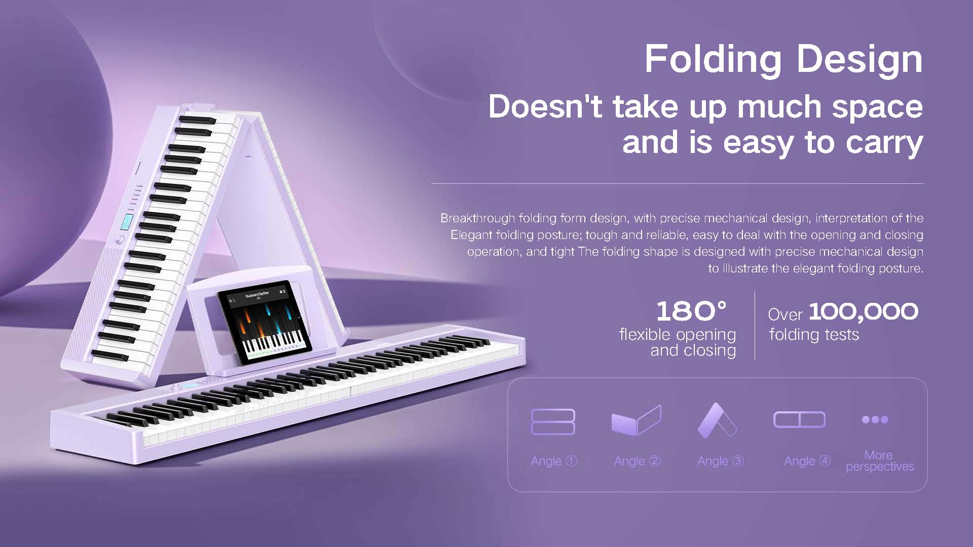 Terence V30 folding electronic piano professional 88 keyboard portable beginner home practice ...